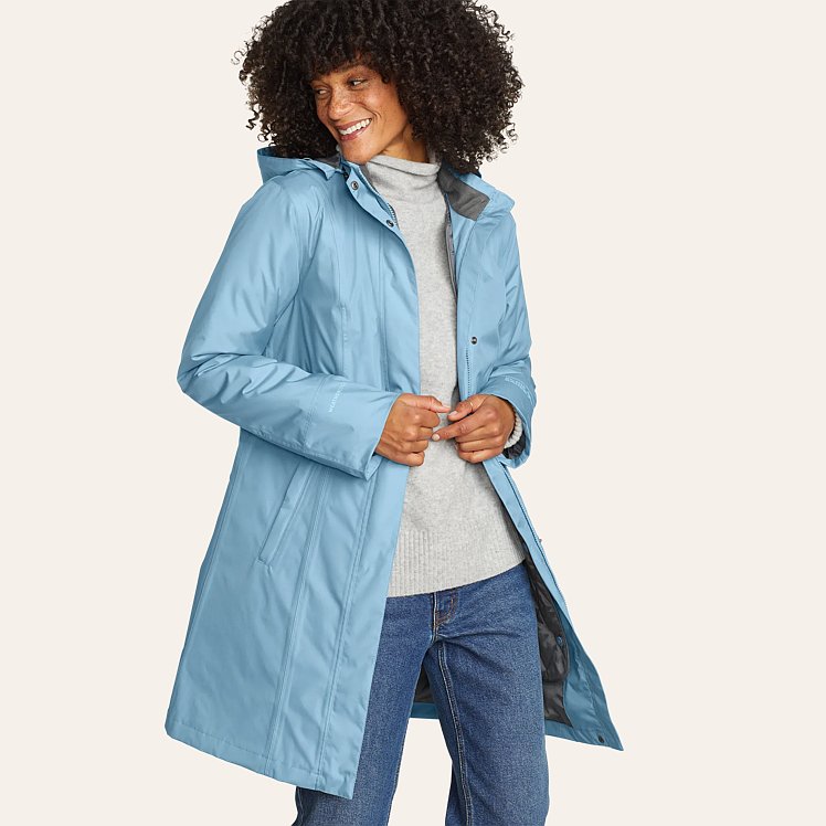 Women s Girl On The Go Insulated Waterproof Trench Coat Eddie Bauer