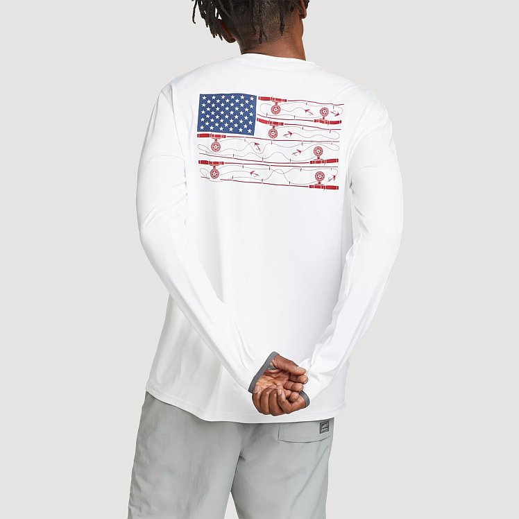 Men's Marine Air Upf Long-sleeve Graphic Crew - Reel Flag | Eddie Bauer